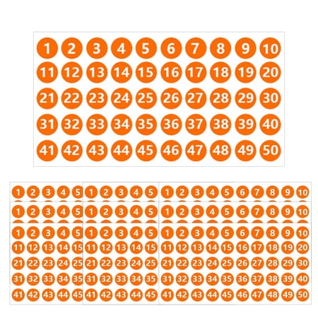 Number Stickers Round Orange Labels for DIY Crafts Classification Sales ...