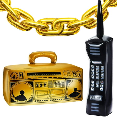 22 Pieces Inflatable Radio Boombox Inflatable Mobile Phone 16 Inch Gold ...