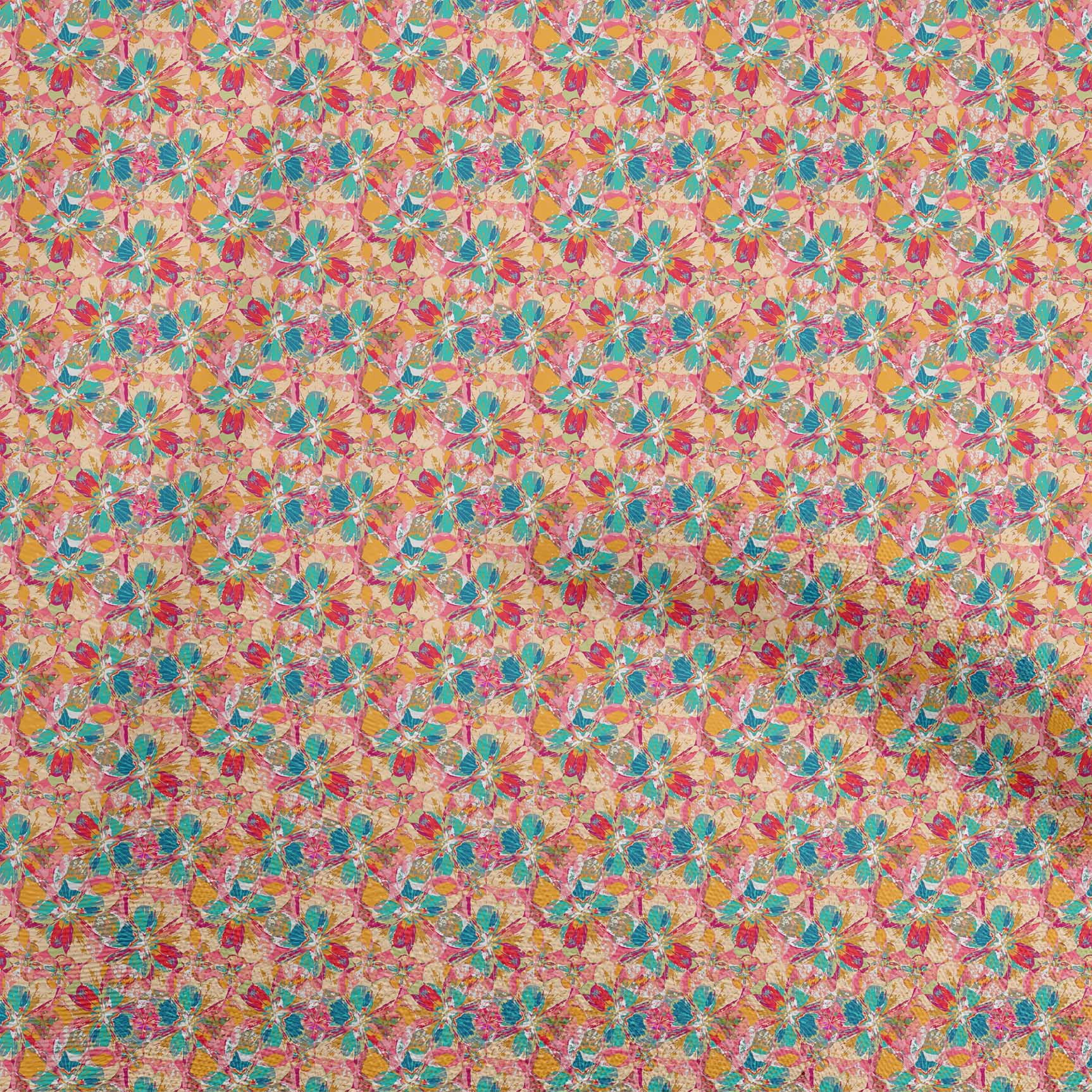 oneOone Cotton Cambric Pink Fabric Abstract Sewing Material Print ...