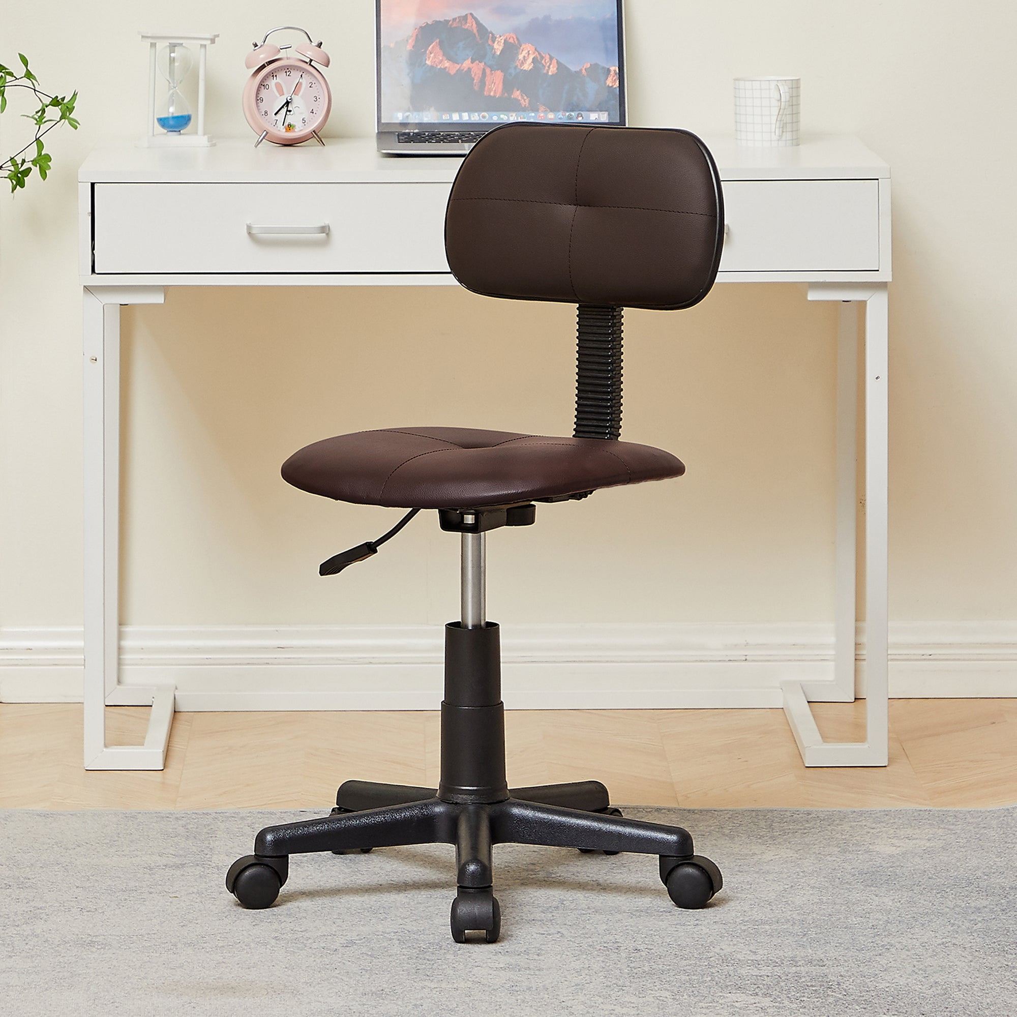 VECELO Armless Office Chair, Low-Back Adjustable Height Home Desk Chair ...