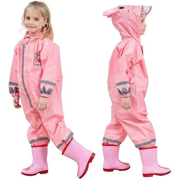 Kids Toddler One Piece Rain Suit, Unisex Full Body Waterproof Rainsuit Rain Coat Coverall ...