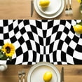 Black and White Checkered Cotton Linen Table Runner for Dining Kitchen ...