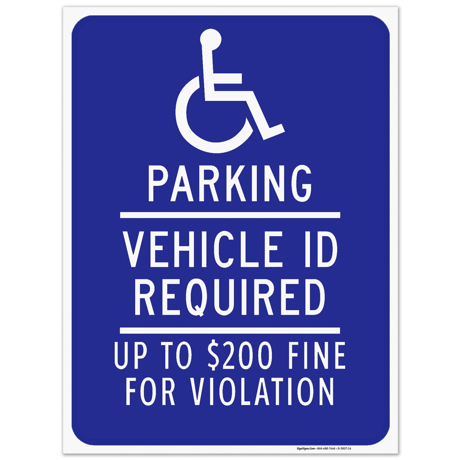 Minnesota Handicap Parking Sign, Vehicle ID Required Up to $200 Fine ...