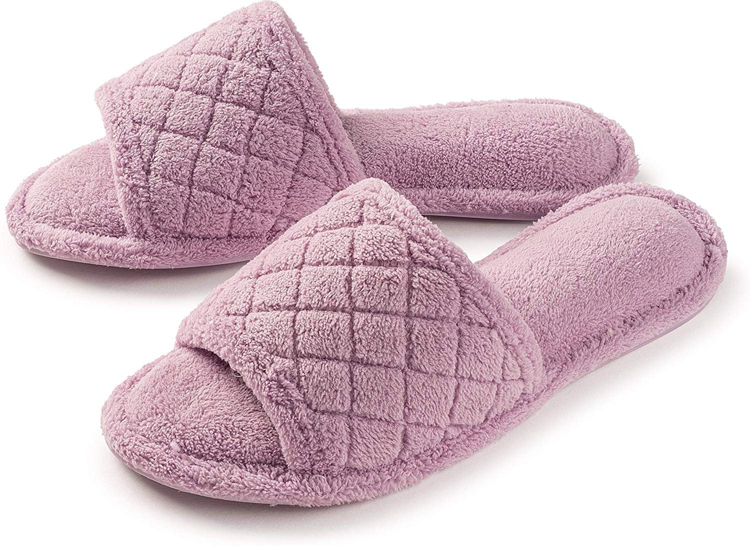 Roxoni Open Toe Spa Slippers for Women Microterry and Rubber Sole US ...