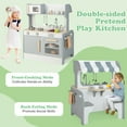 Costway 2-in-1 Kids Play Kitchen & Restaurant - Double-Sided Wooden Set ...