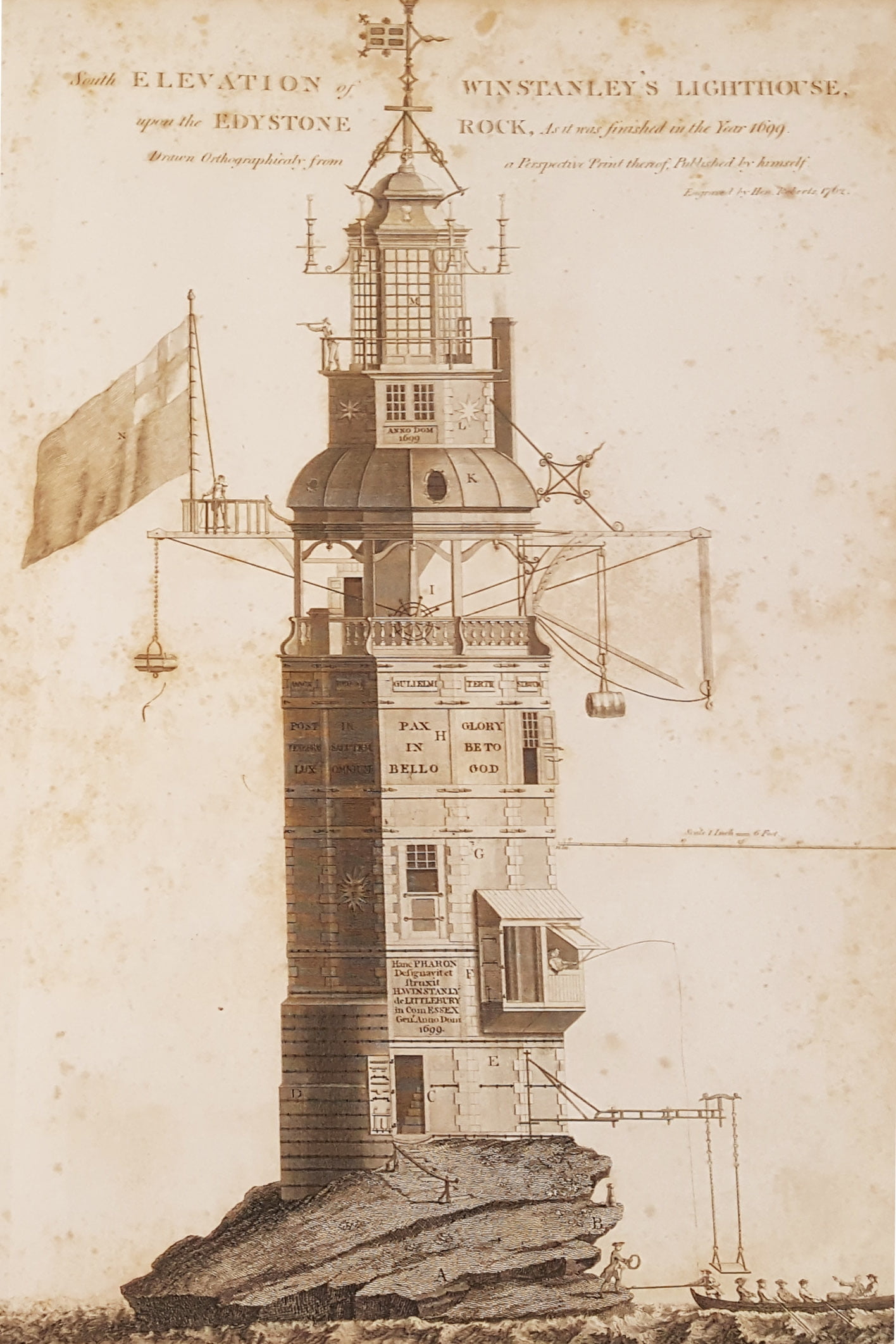 24x36 gallery poster, Original Winstanley lighthouse, Eddystone Rock ...