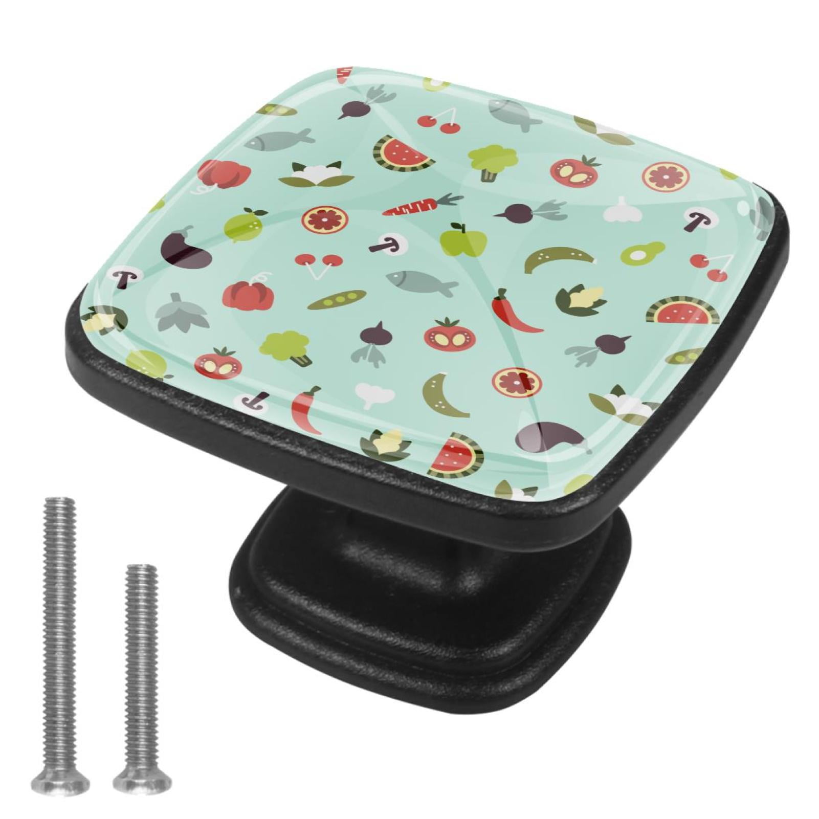 4 Pcs Cabinet Handle Drawer Pulls Simple Food Knobs with Screws Square ...