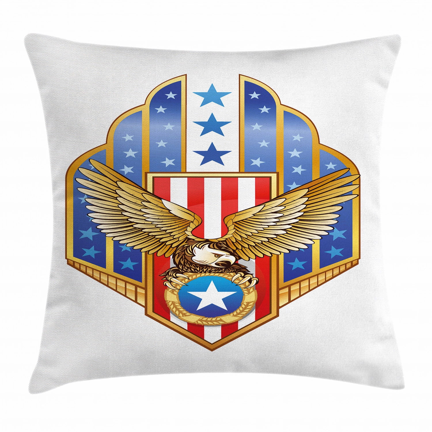 Eagle Throw Pillow Cushion Cover, Heraldic Illustration of Symbol of ...