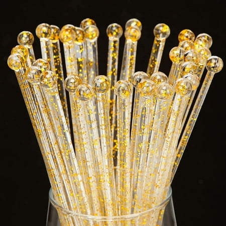 150 Pieces 7.09 Inches Stir Sticks Swizzle Stick Gold Glitter Sticks ...