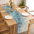 Blue Gradient Mosaic Dining Table Runner, Grid Abstract Color Block ...