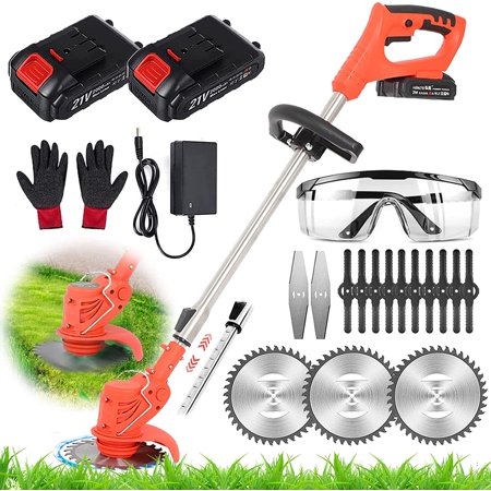 Cordless Electric Grass Trimmer, String Trimmer Edger 21V Lawn Mower ...