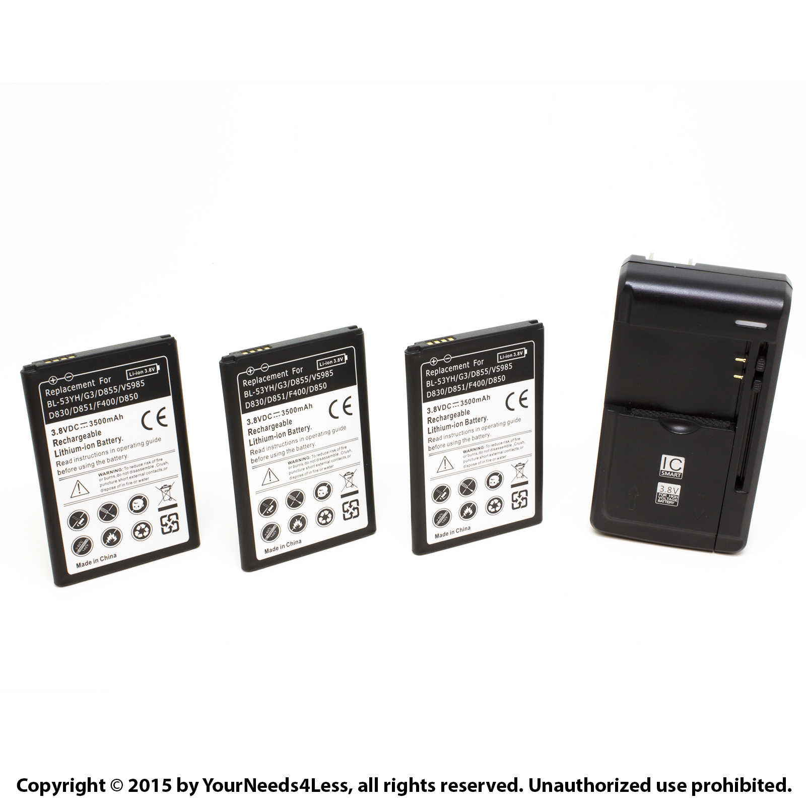 YN4L® 3 X 3500mAh Replacement Batteries for LG G3 ; D855 ; VS985 ; D830 ...