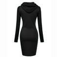 Xiuh Womens Long Sleeve Solid Patchwork O Neck Casual Long Hooded