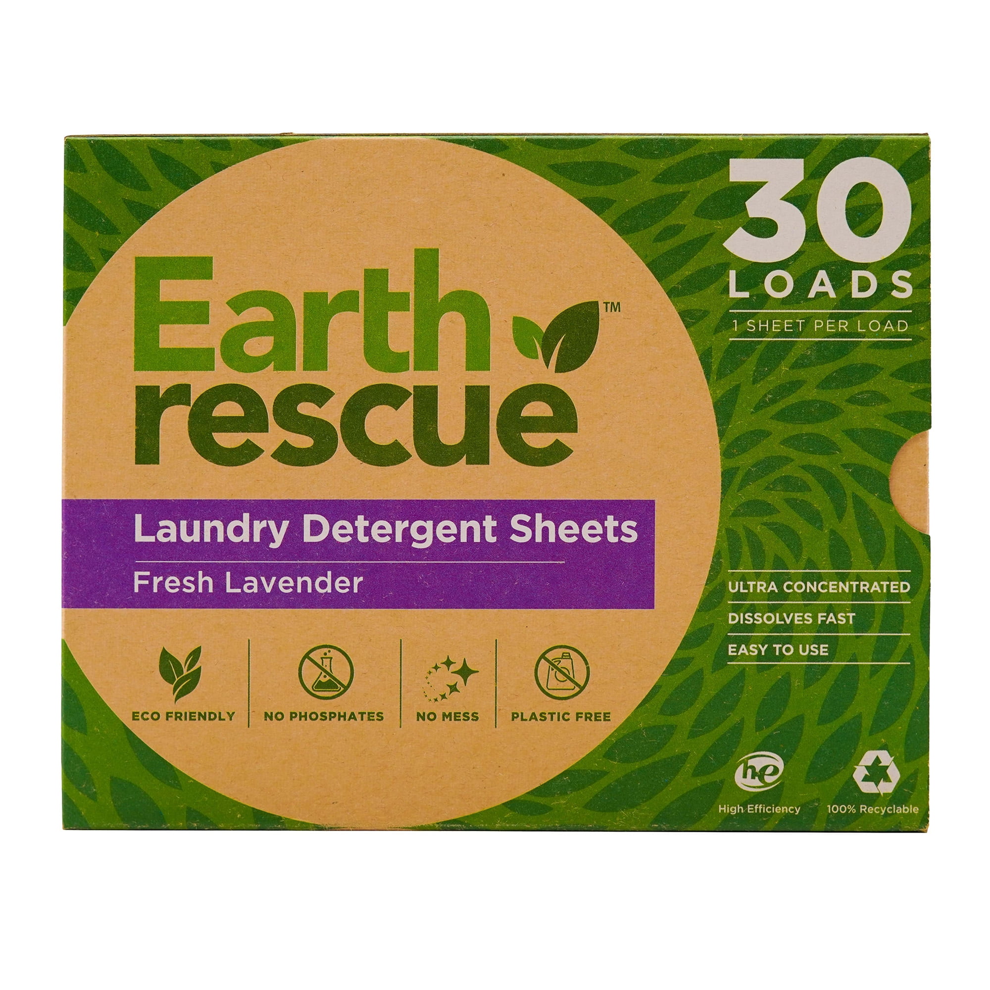 Earth Rescue Laundry Detergent Sheets, Fresh Lavender, 30 Loads ...