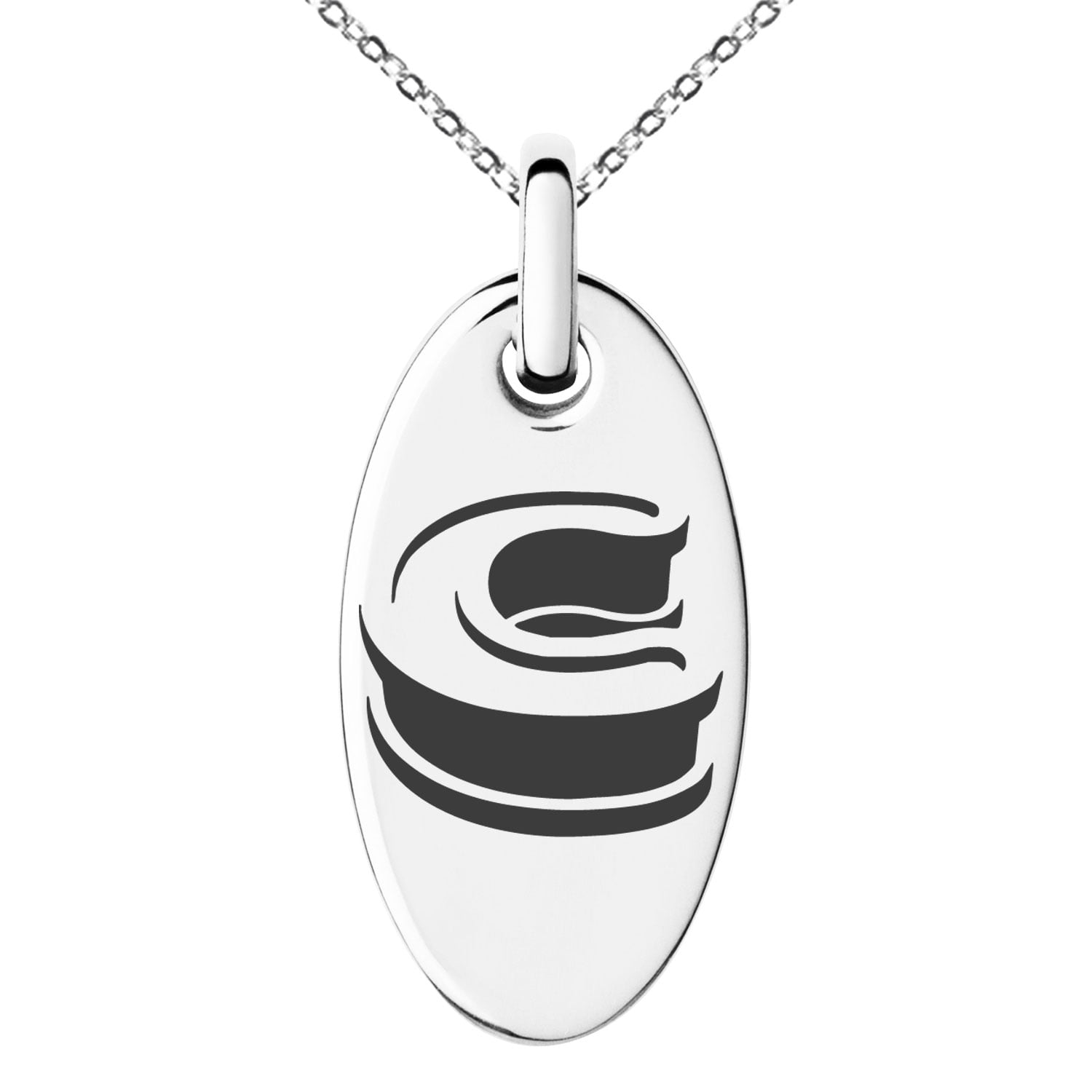 Stainless Steel Letter C Initial 3D Monogram Engraved Small Oval Charm ...