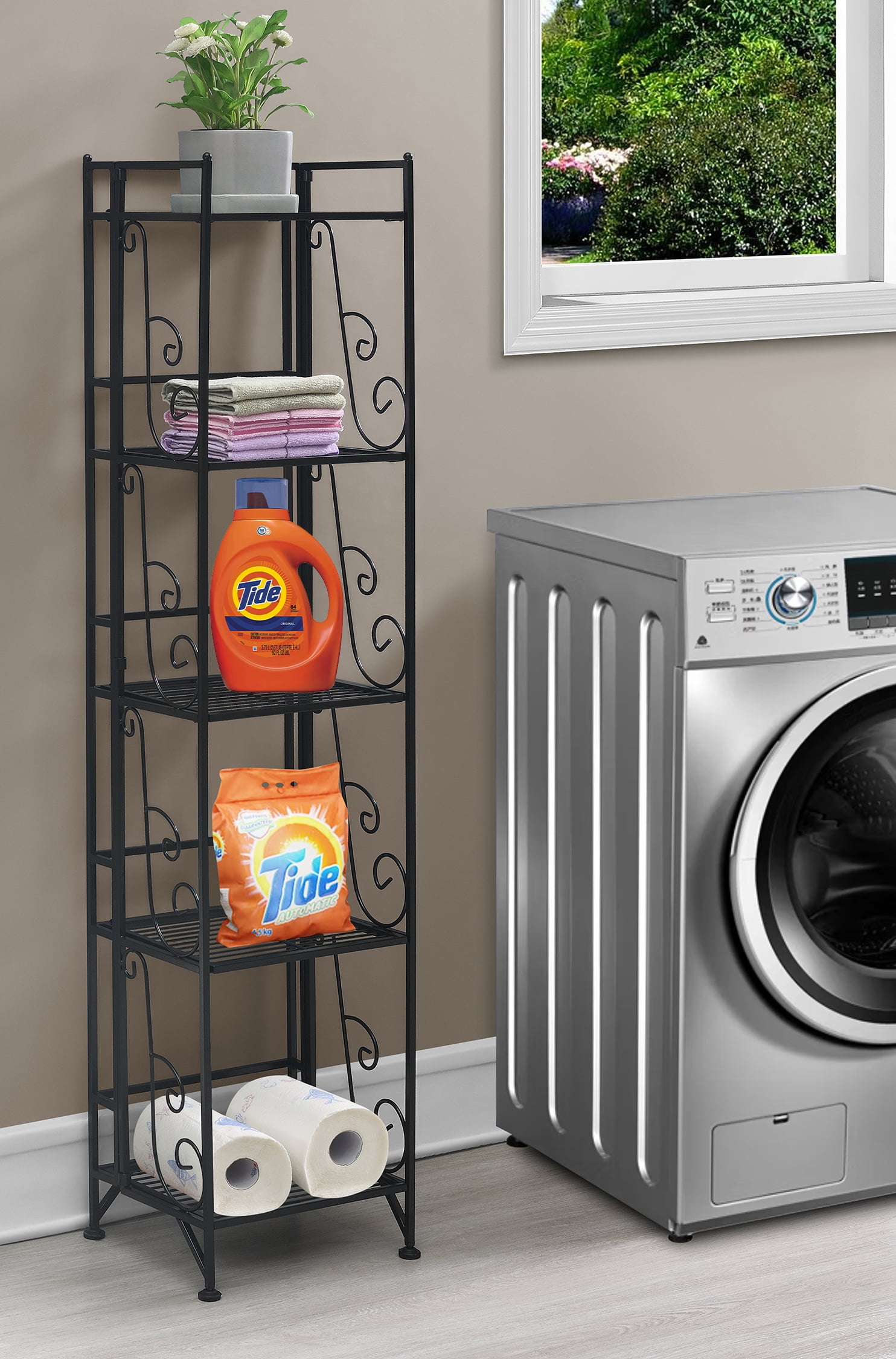 Convenience Concepts Xtra Storage 5 Tier Folding Metal Shelf with ...