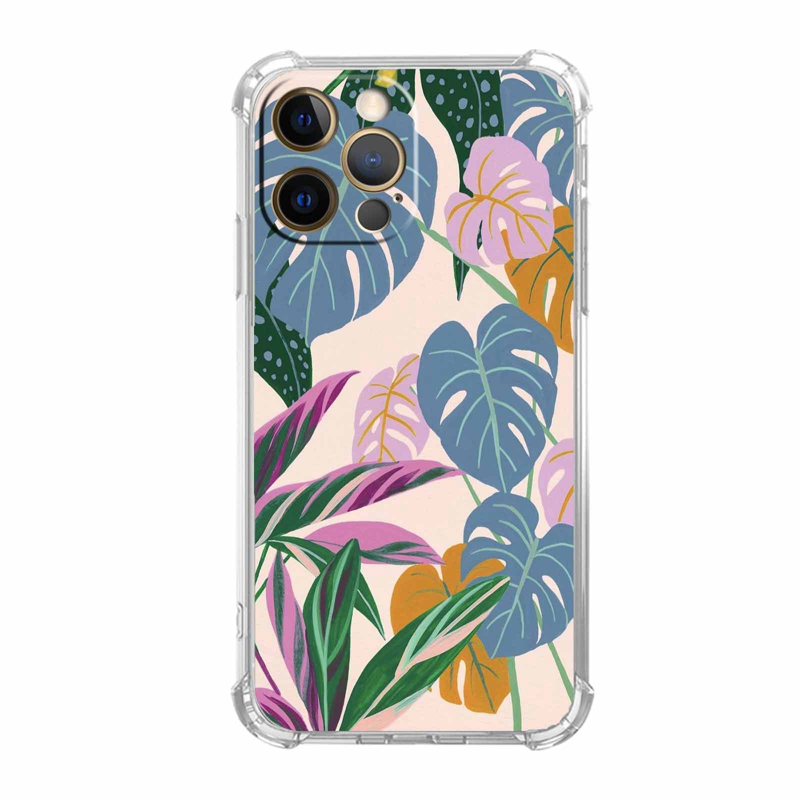 Leaves Case for iPhone 12 Pro Max,Aesthetic Colourful Floral Pattern ...