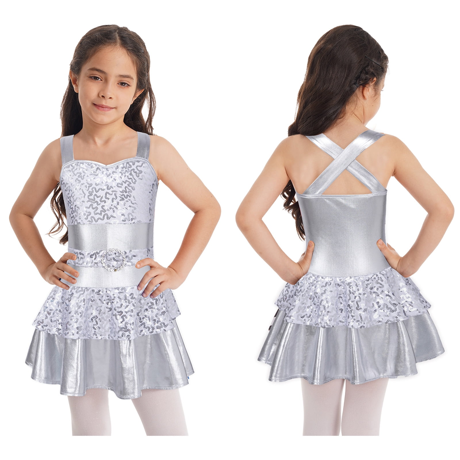 MSemis Kids Girls Shiny Sequins Ballet Dance Dress - Walmart.com