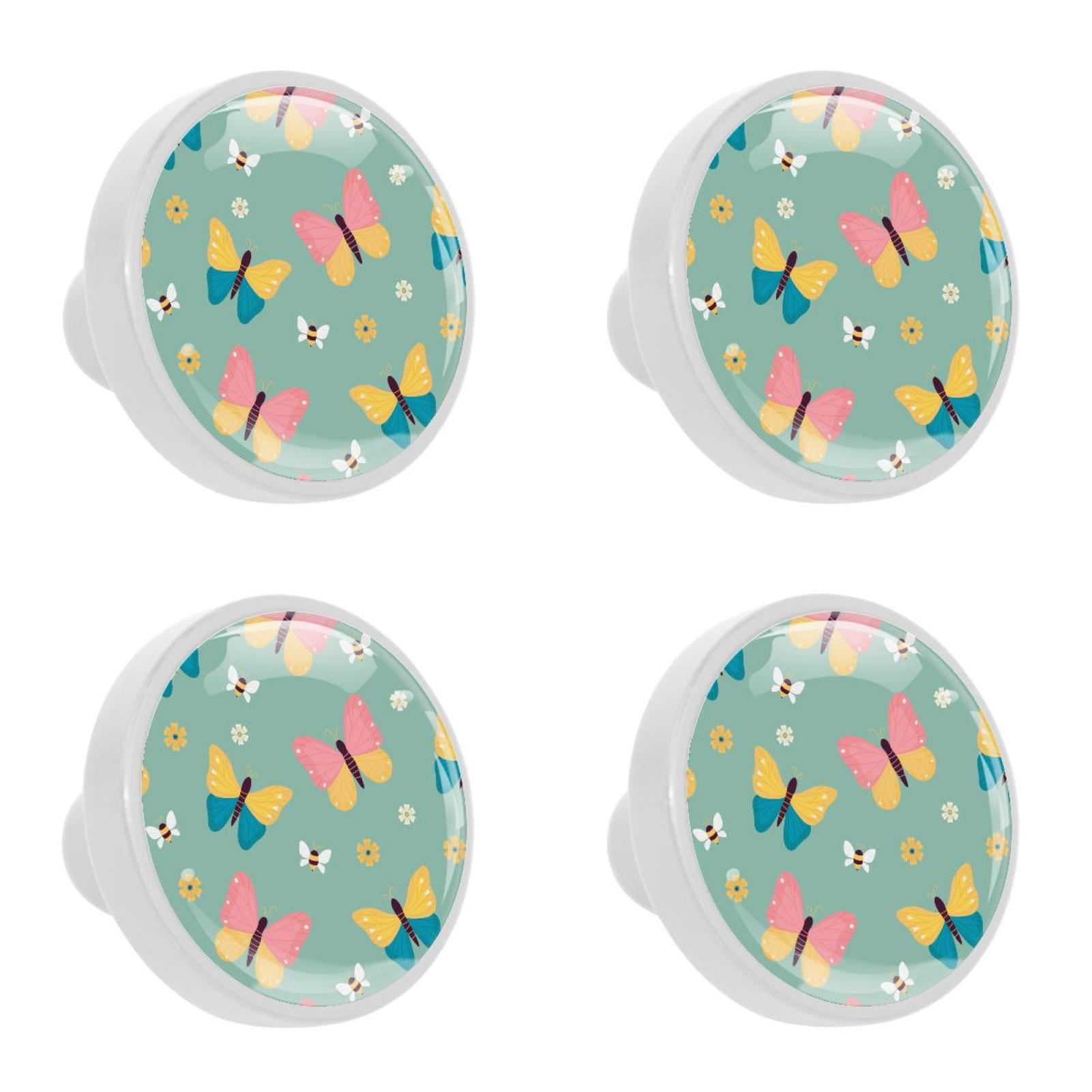4 Pcs Butterfly Knobs for Kitchen Cabinet Cupboard Dresser Bookcase Drawer Pulls Handles Round ...