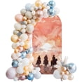 Cowboys on Horses Arch Backdrop Cover, 4FT, Watercolor Western Art ...