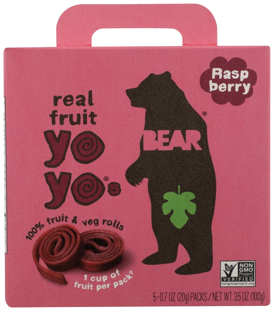 BEAR Fruit Snack Rolls Raspberry, 5 count, 3.5oz, Non-GMO, Gluten-Free ...