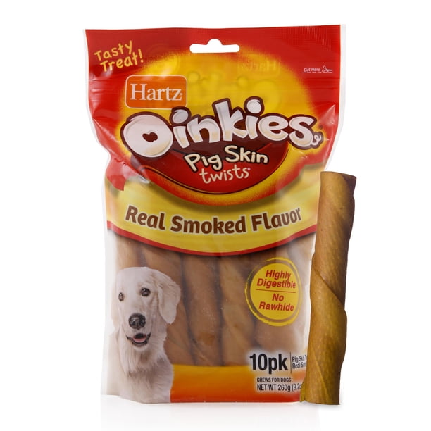 Hartz Oinkies Rawhide-Free Pig Skin Twists Real Smoked Flavor Dog ...