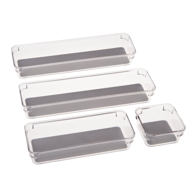 Simplify 4 Pack Multipurpose Clear Drawer Organizers - Walmart.com