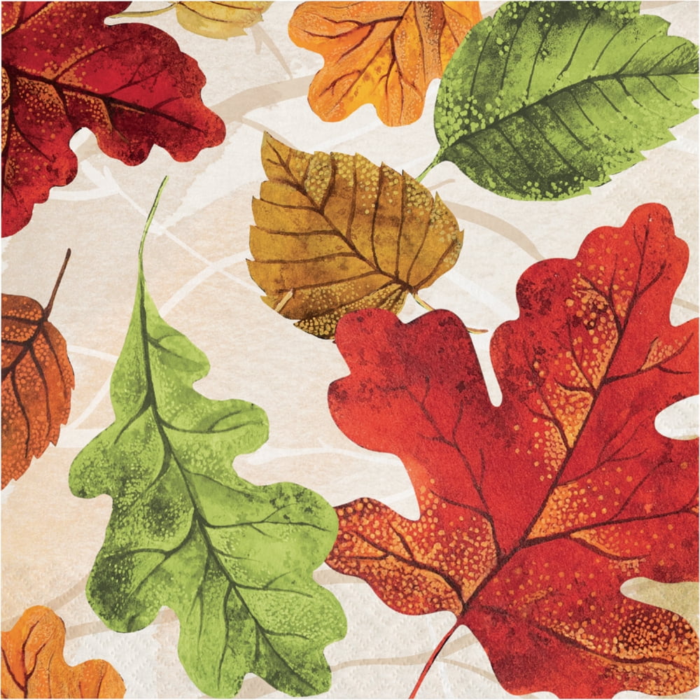 Luxe Leaves Fall Thanksgiving 16 Ct 2 Ply Paper Lunch Napkins - Walmart.com