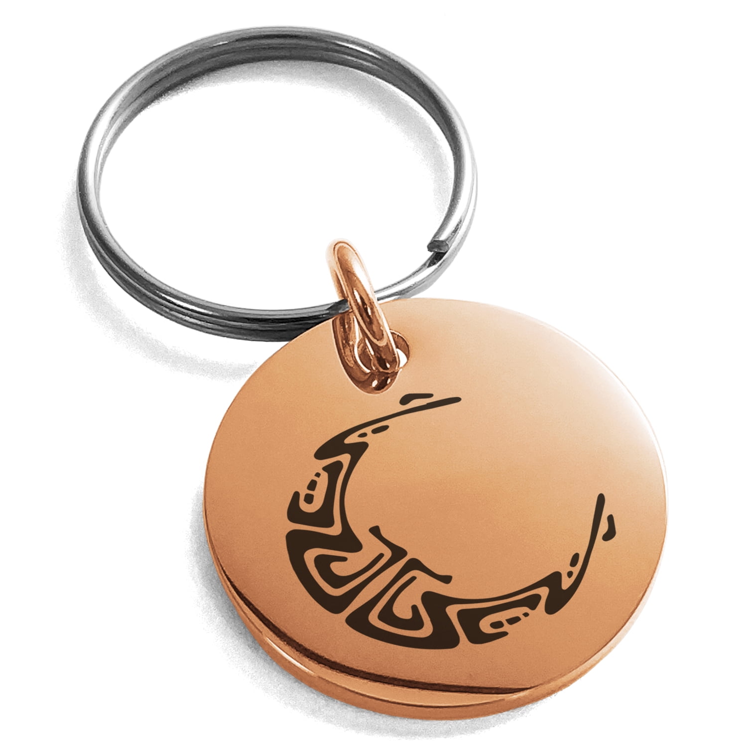 Stainless Steel Mayan Crescent Moon Rune Engraved Small Medallion ...