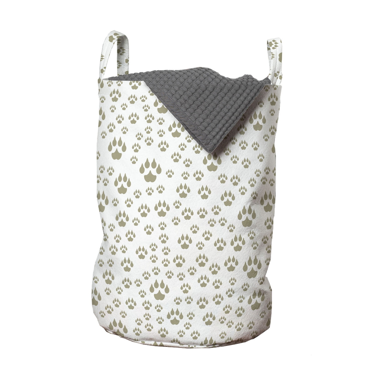 Animal Laundry Bag, Wildlife Track Steps Paw Prints Friendly Pets ...