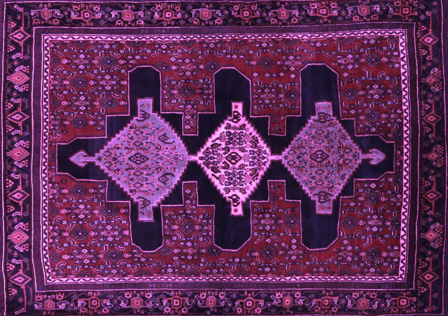 Ahgly Company Indoor Rectangle Persian Purple Traditional Area Rugs, 5 ...