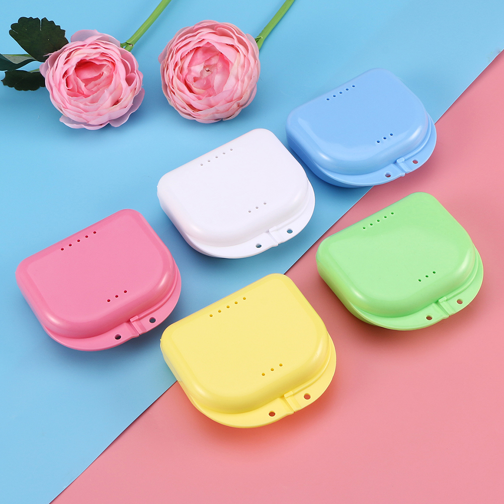 5pcs Retainer Case With Vent Holes and Hinged Lid Snaps Mouth Guard ...