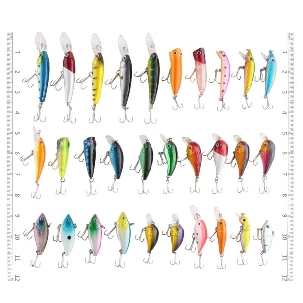 LotFancy 30 Topwater Fishing Lures with Hooks, Bass Bait Trout Lures ...