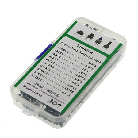Justharion 180 Pieces/Set 6x6mm Panel Micro Switch Assortment PCB Push ...