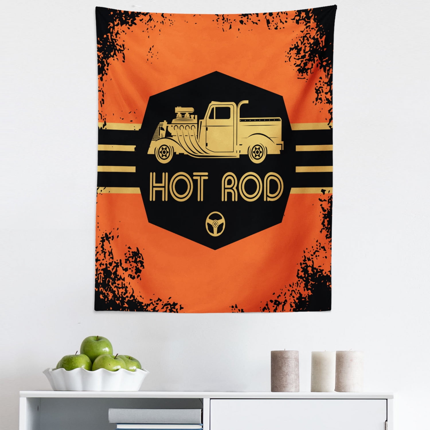 Retro Tapestry, Hot Rod Grunge Poster Design Custom Truck Americana ...