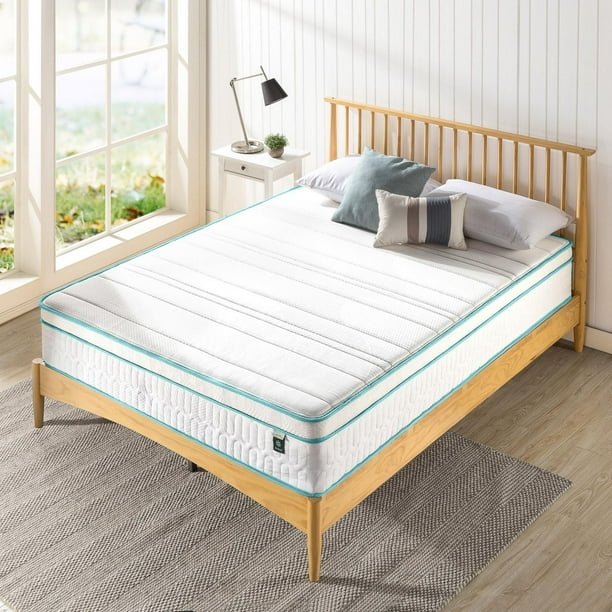 Zinus 12 Inch Green Tea Memory Foam Hybrid Spring Mattress / Euro Top ...