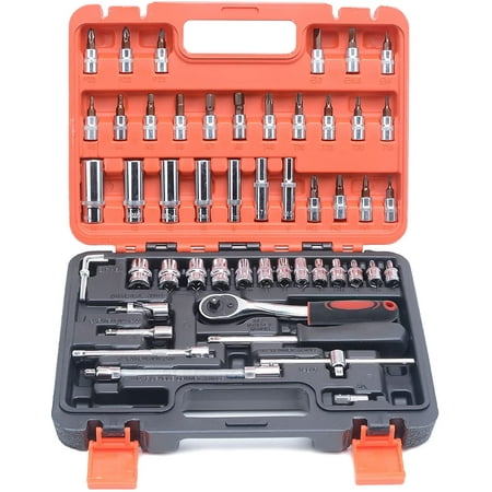 1/4 Socket Set 53pcs Socket Set with Ratchet, Sockets, Bits ...