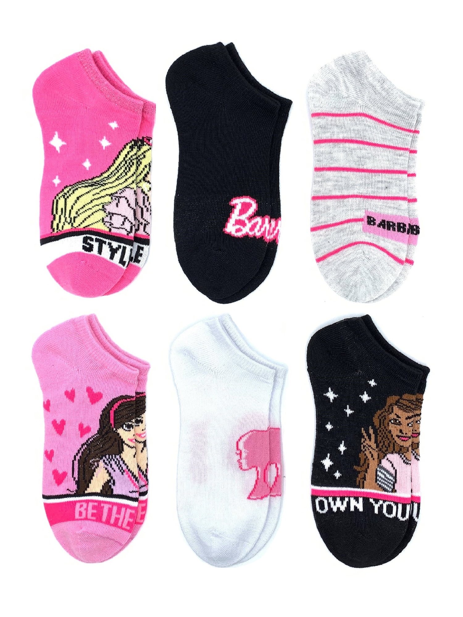 Barbie Girls No-Show Socks, 6-Pack, Sizes S-L - Walmart.com