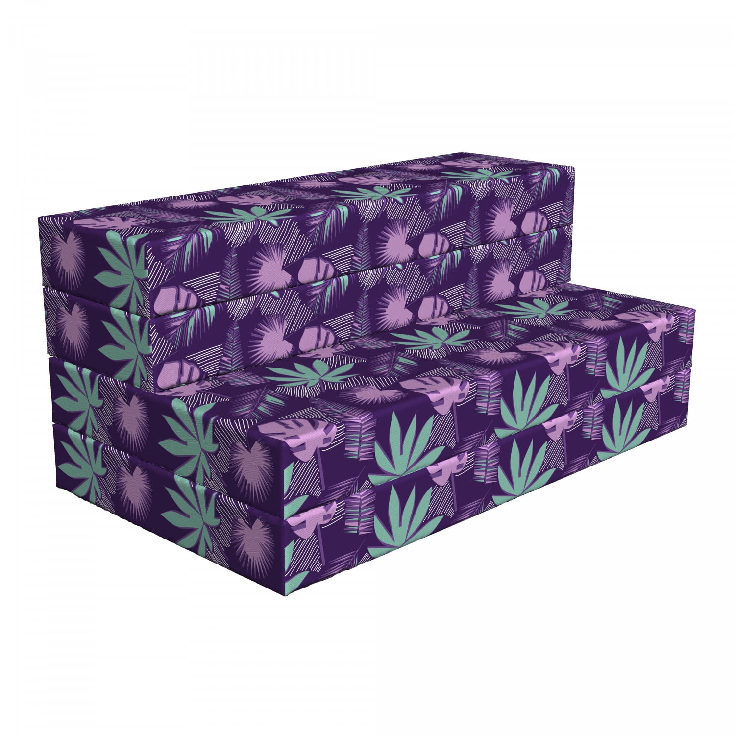 Tropical Foldable Mattress, Purple Exotic Jungle Art, 78.7" x 47.2 ...