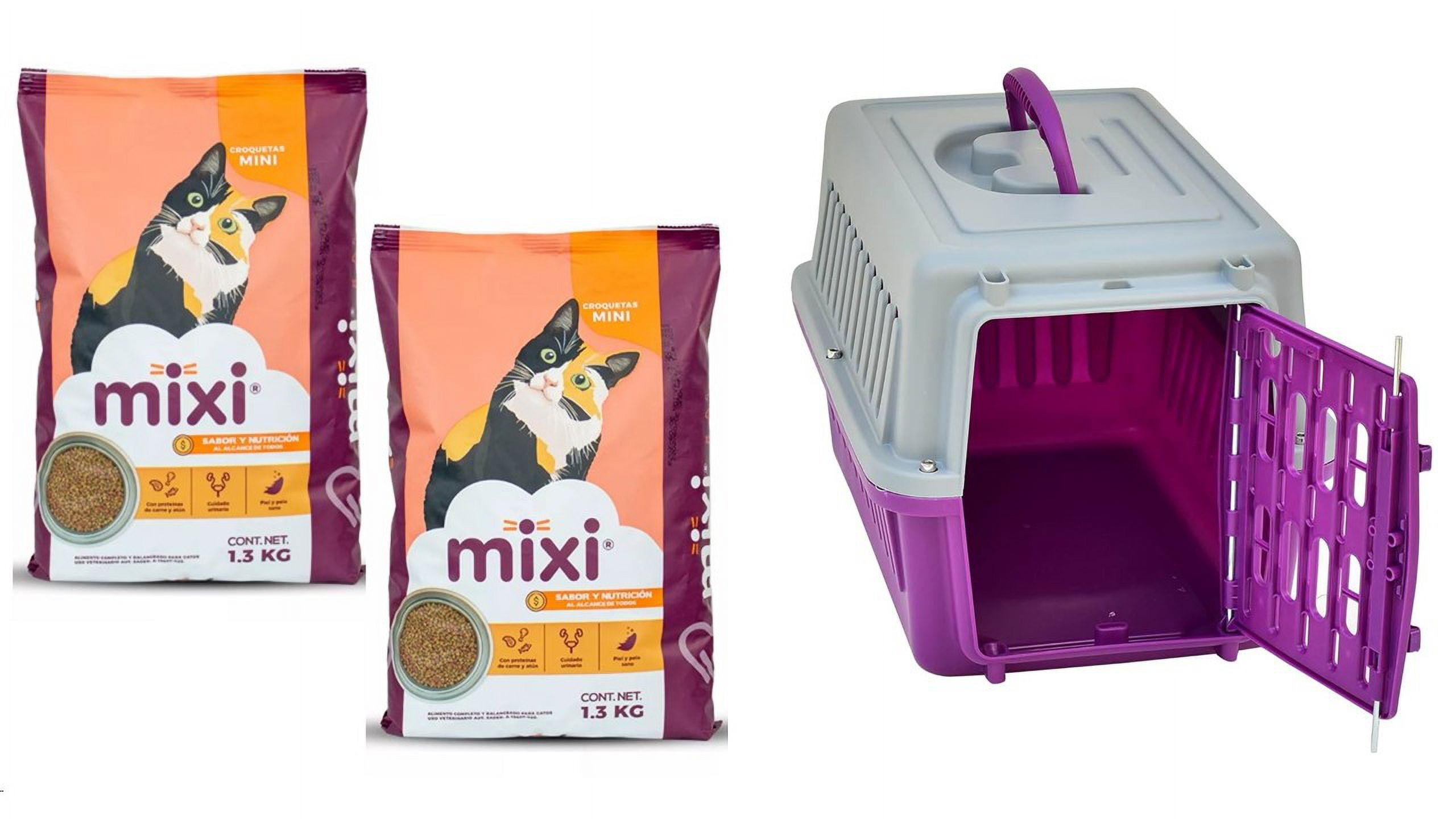 Paquete de 2 Alimento para gato Mixi 1.3 kg + 1 jaula transportadora Seven Pet. | Walmart en línea