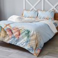 4 Piece Duvet Cover Set Queen, Summer Coastal Beach Starfish Shell Soft ...