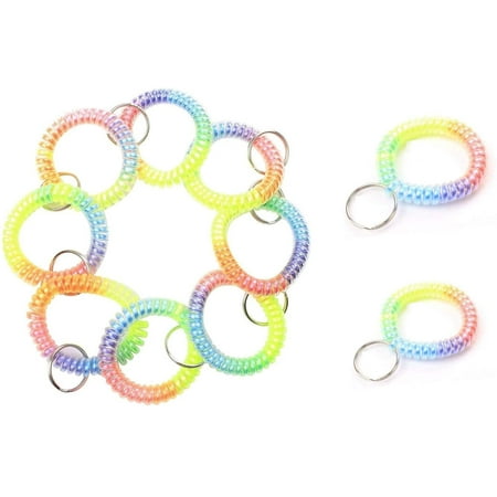 LINLINPAPA 7 Pack Colorful Plastic Spiral Coil Wrist Band Key Ring ...