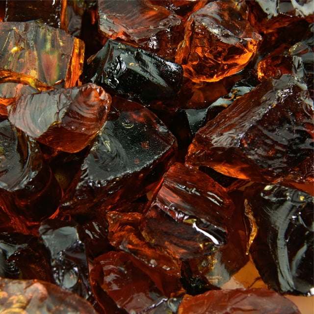 Amber Fire Glass | Cowboy Brown, Crushed Fire Glass, 3/8"-1/2" | 10 lbs ...