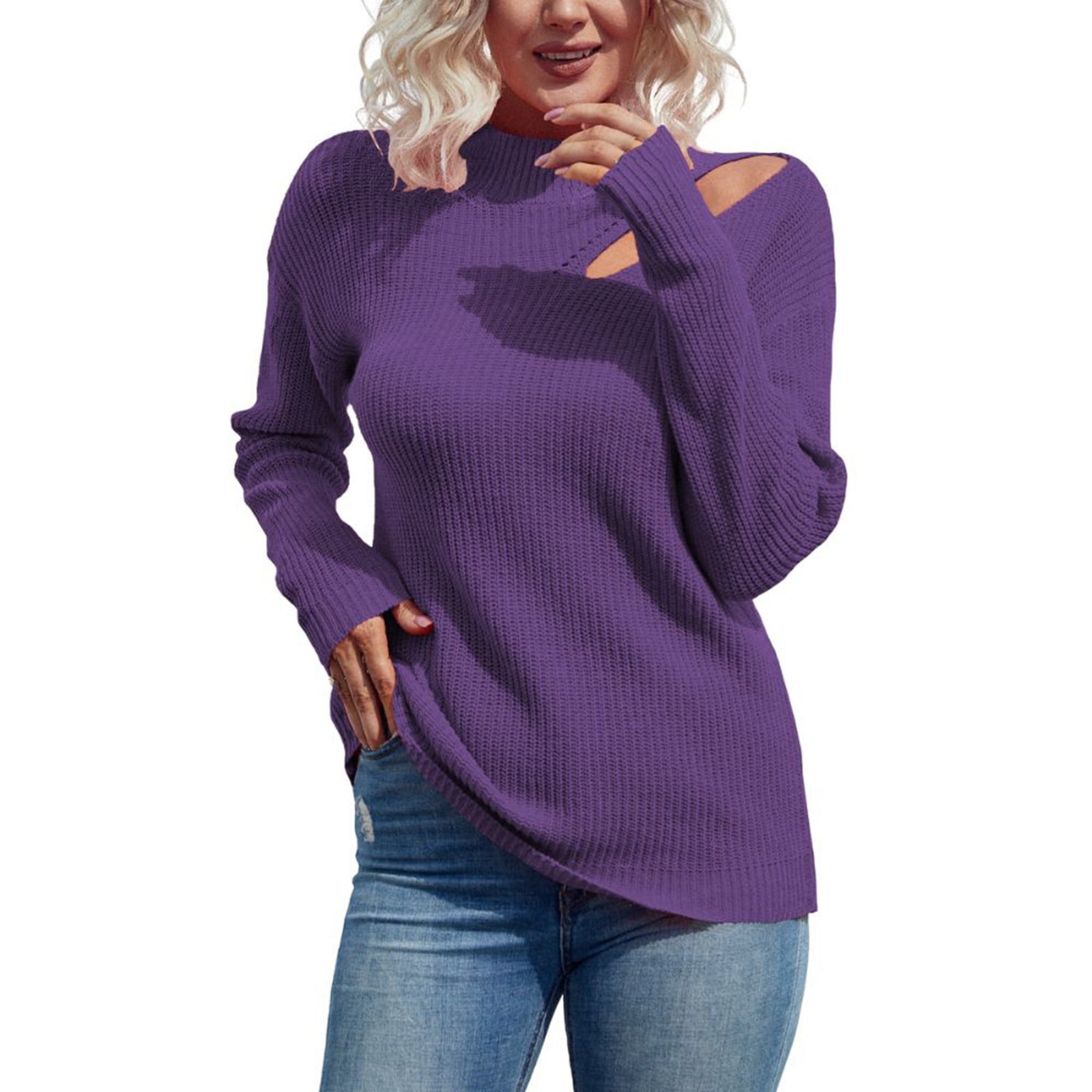 Click here for 2dxuixsh Womens Sweaters Pullover Womens Solid Col... prices