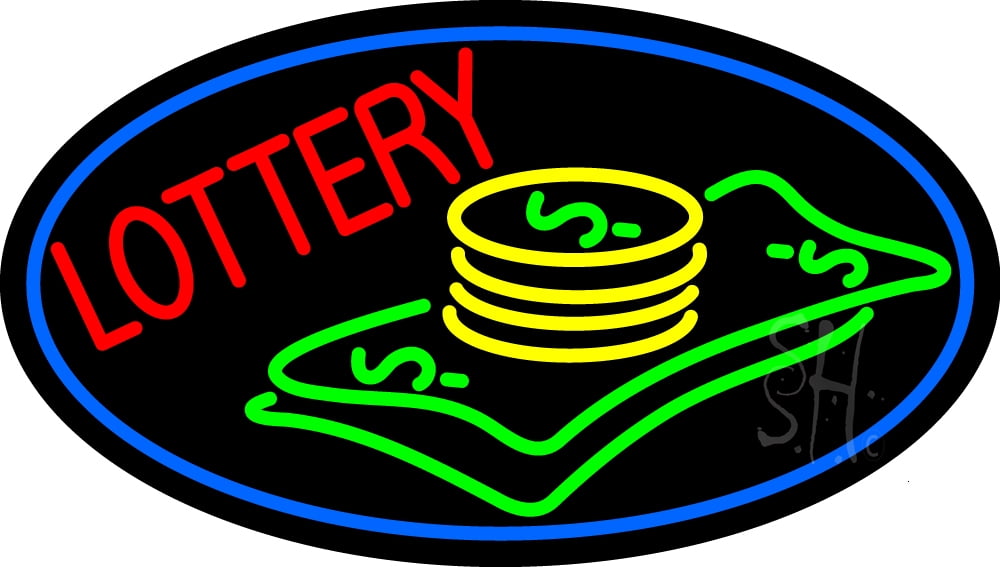 Blue Lottery Logo LED Neon Sign 13 x 24 - inches, Black Square Cut ...