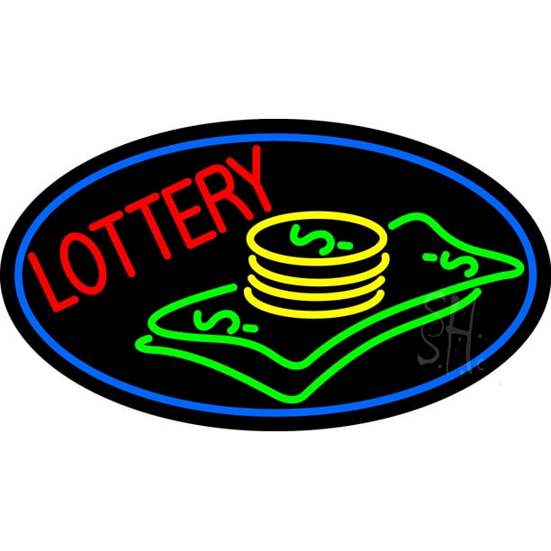 Blue Lottery Logo LED Neon Sign 13 x 24 - inches, Black Square Cut ...