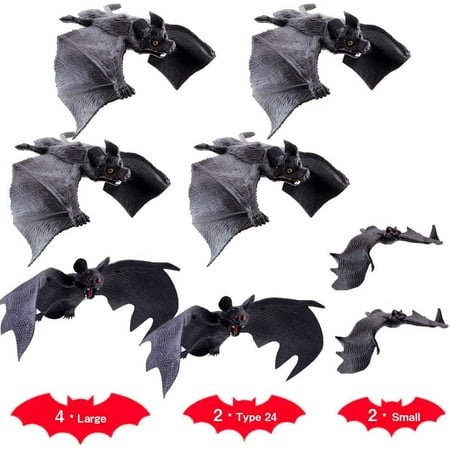 8 Piece Rubber Reali tic Bat Halloween Flying Bat Spooky Hanging Bat ...