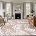 Clay Fronds Washable Area Rug 8x10 Terracotta Sand Leaf Plant Canvas ...