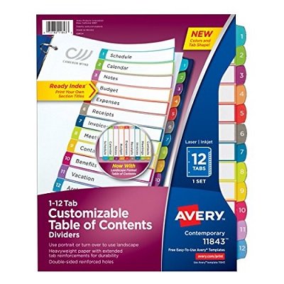 Index Dividers-Ready Index 12 Tab Portrait/Landscape | Walmart Canada