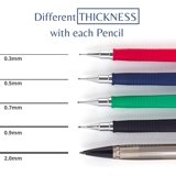 Mr. Pen Comfort Set: Mechanical Pencils in 5 Sizes (0.3, 0.5, 0.7, 0.9 ...